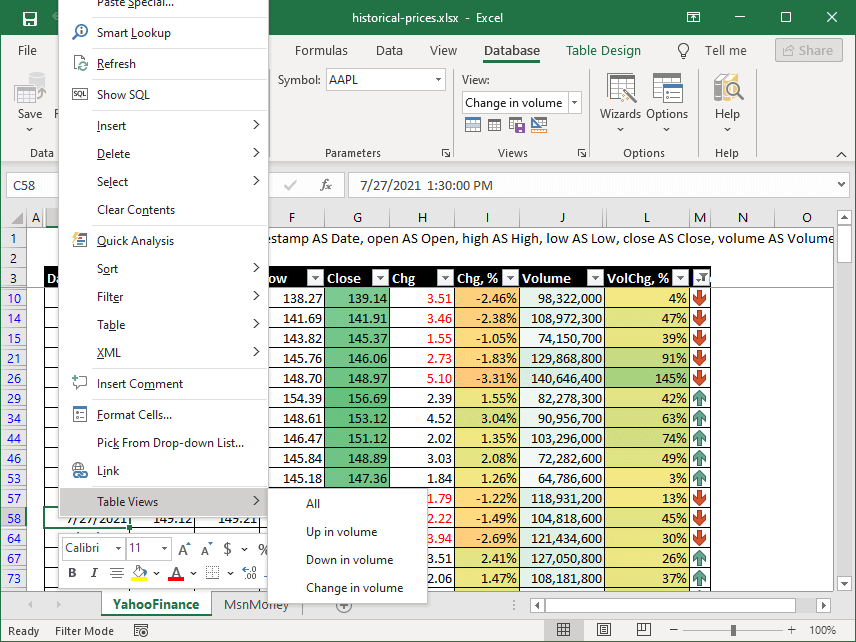 SaveToDB Add In Extending Excel Context Menu