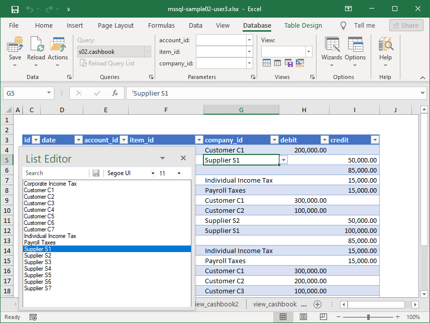SaveToDB Add In Automatic Validation Lists